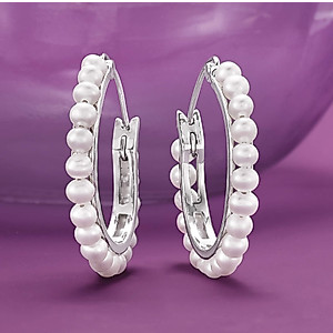 Ross-Simons 3-3.5mm Cultured Pearl Hoop Earrings