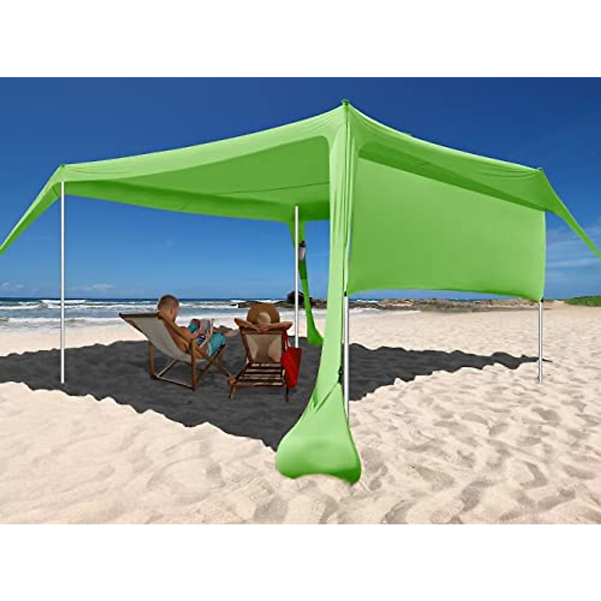 easierhike Beach Sunshade with Side Wall Shade Windproof Design,Sun Shelter UPF50+ Portable Family Canopy Tent Anchors 10x10 FT 4 Poles Pop Up Outdoor Shelter for Beach,Backyard and Picnics