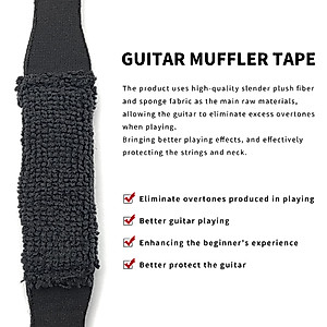 SAPHUE 2PCS Guitar String Mute Damper,Guitar String Cover Tape, Adjustable Bass Mute, Fingerboard Mute Tape, Musical Instrument Accessories（Black）