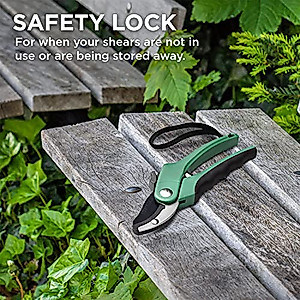 Nevlers 8" Anvil Pruning Shears for Gardening | Garden Clippers with Stainless Steel Blades & 8mm Cutting Capacity | Heavy Duty Gardening Tools | Hand Pruners for Gardening | Green Garden Pruners