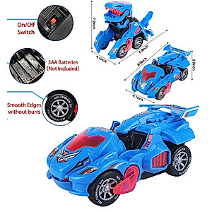 Jinsiy Dinosaur Toys for Kids 3-5,Automatic Dino Transformers Toys, 2 in 1 Dinosaur Toy Cars for Kids Boy Toys ,Dino Toy Cars Christmas Birthday Gifts for Toddlers Boys Girls (Blue)