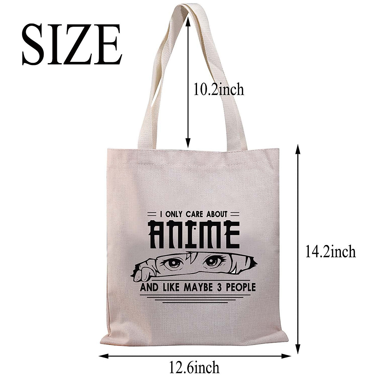 BDPWSS Anime tote bag for women Anime Lover Gifts I Only Care About Anime And Like Maybe 3 People Gift (Care about anime TG)