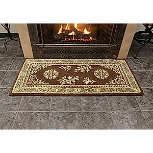 Minuteman International Coffee Oriental Wool Hearth Rug, Rectangular 56 in x 26 in
