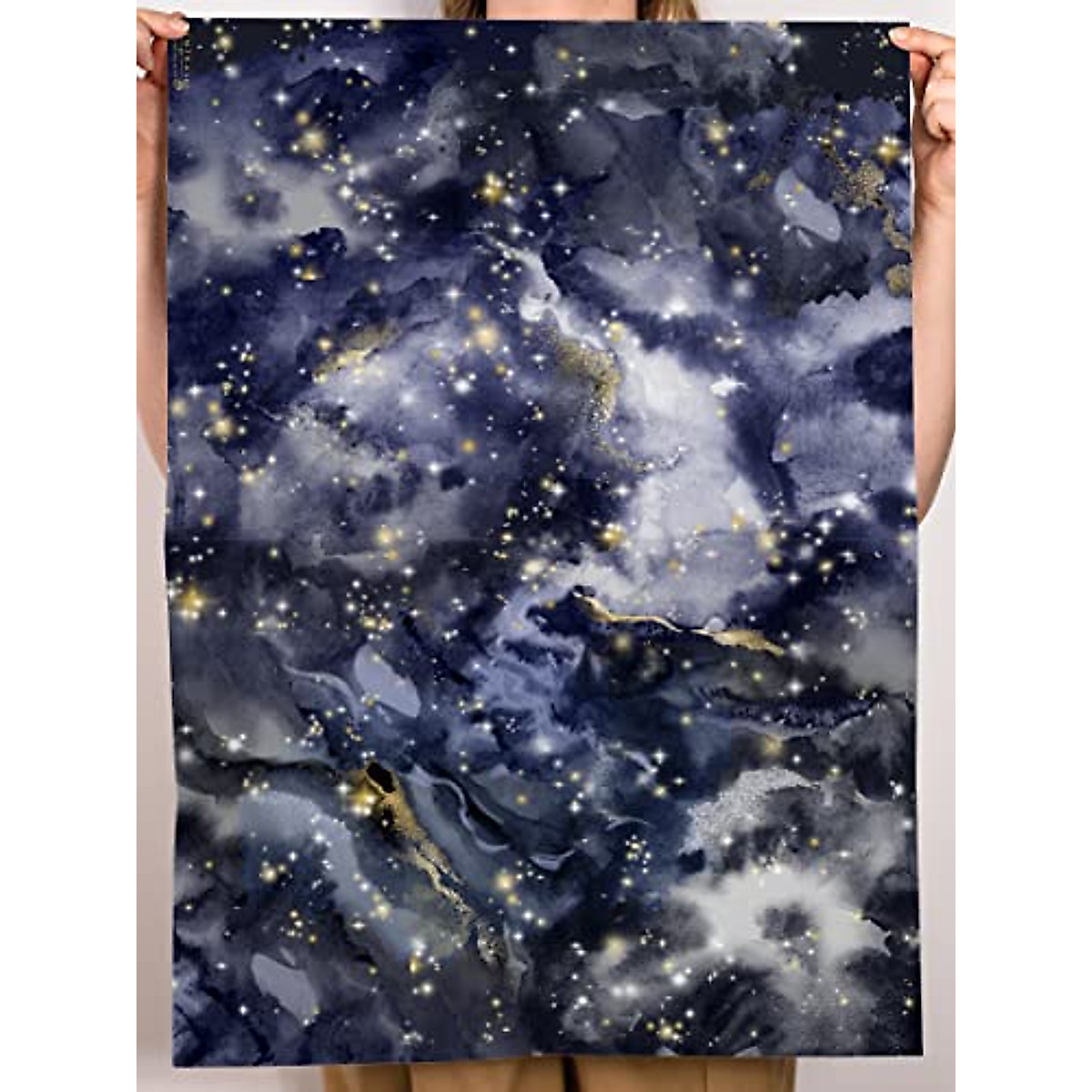 CENTRAL 23 Galaxy Wrapping Paper - Blue And Gold Wrapping Paper - 6 Sheets Gift Wrap - Watercolor Night Sky - Space Themed Gifts - Comes With Fun Stickers