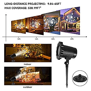 Snowfall LED Light Projector, Christmas Snowflake Rotating Projector Waterproof White Snow Effect Spotlight Outdoor Landscape Decorative Lighting for Patio, Garden, Halloween, Christmas, Holiday