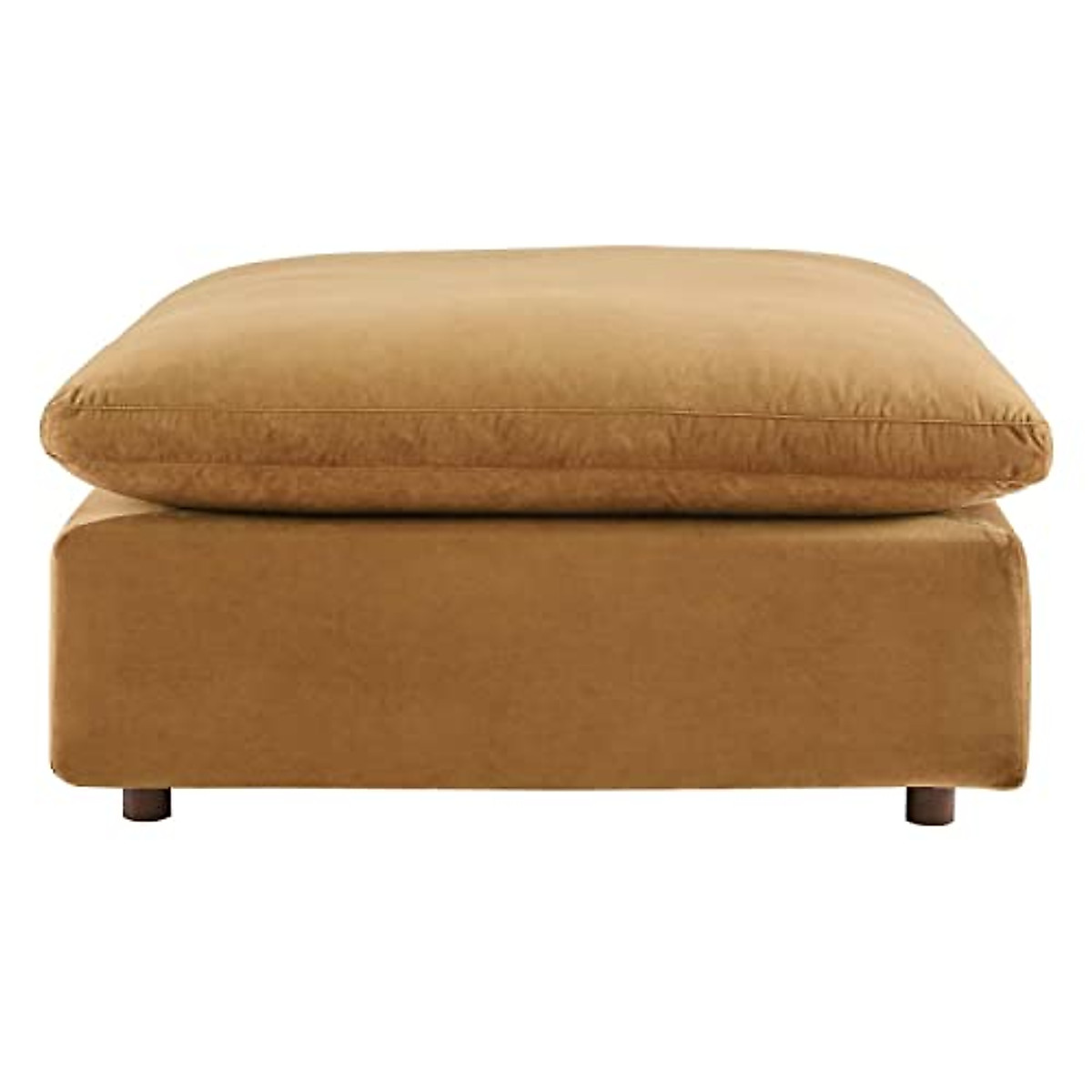 Modway Commix Down-Filled Overstuffed Performance Velvet Sectional Sofa Ottoman in Cognac