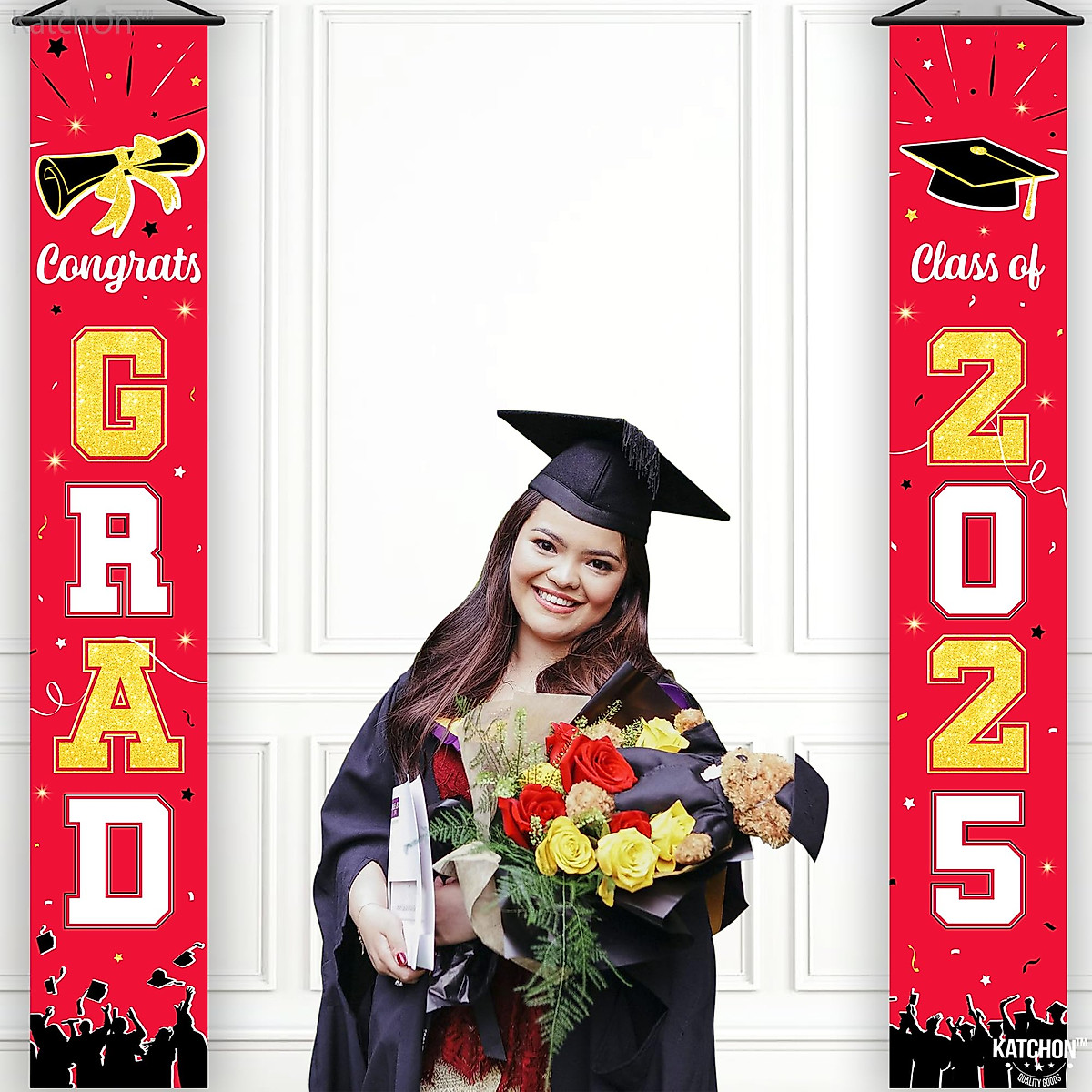 Graduation Banner for Graduation Door Decorations - 72x12 Inch, No DIY | Graduation Door Banner for Graduation Party Decorations 2022 Black and Gold | We Are So Proud of You Graduation Banner 2022