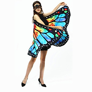 Shireake Baby Halloween/Party Costumes,Double-Sided Printing Fabric Butterfly Wings for Women,Butterfly Fairy Ladies Costume (147 x70 CM, Mutlicolor)