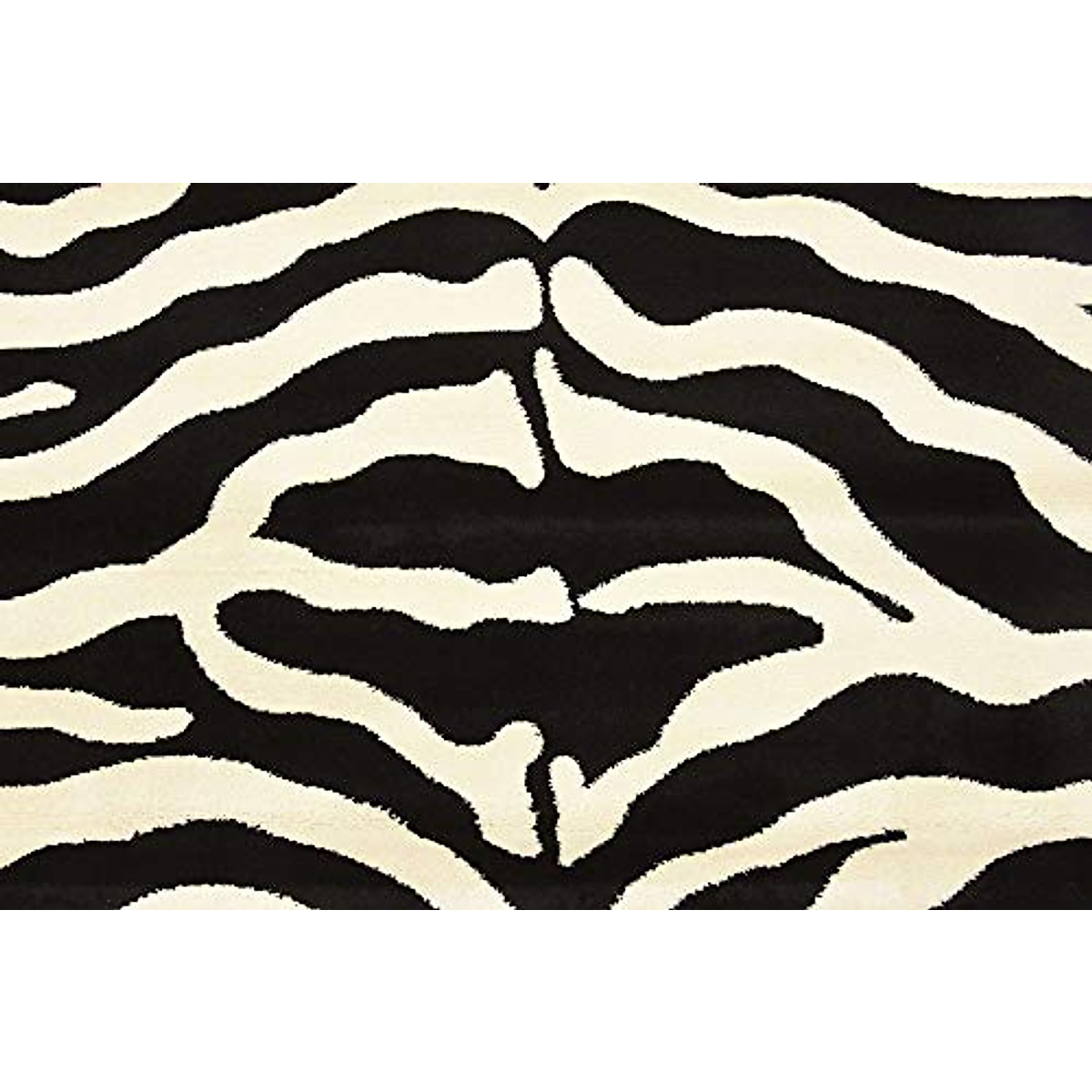 Unique Loom Wildlife Collection Animal Inspired with Zebra Design Area Rug, 6 x 9 ft, Black/Ivory