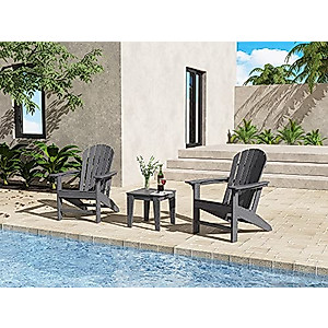 A-ECO LIVING Adirondack Chair, Patio Seating Outdoor Chair, HDPE All-Weather Lifetime Outside Furniture for Patio, Garden, Fire Pit, Deck, Porch, Poolside, Balcony, Beach, Yard, Lawn, Dark Grey
