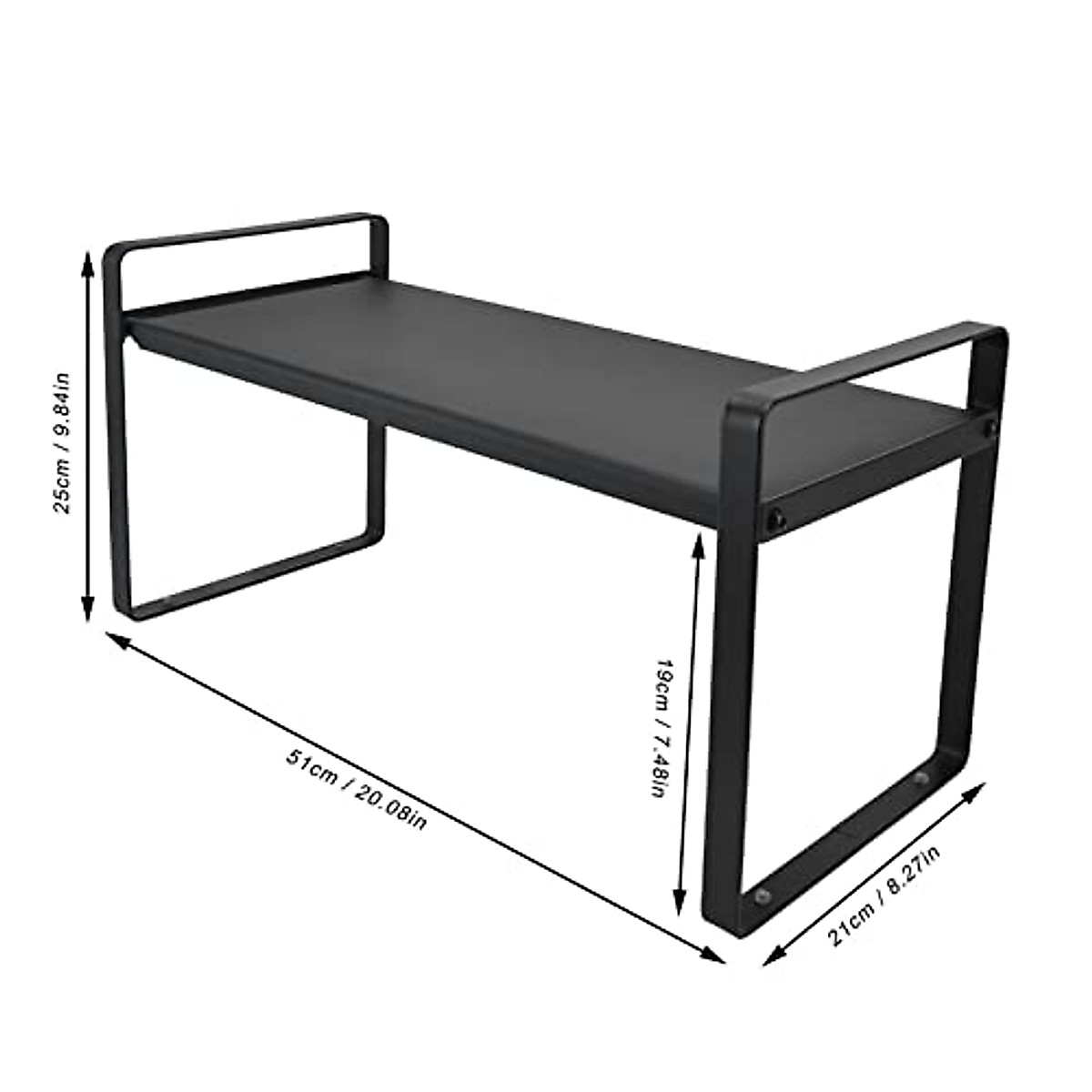 Kitchen Shelf, Large loadbearing Cabinet Shelf Stand Multifunction for Office Kitchen Bathroom 21 * 51cm Long Black Carbon Steel