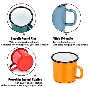 P&P CHEF Enamel Camping Coffee Mug Set of 6, Small Colored Mugs Cups for Family Gathering/Friend Party/Camping/Picnic/Fishing, Lightweight & Portable -12 Ounce (350ML)