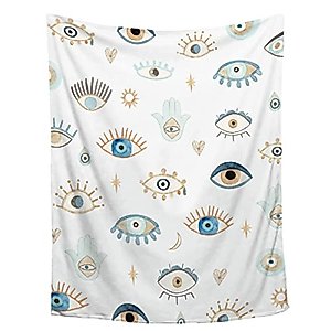 Amilient Evil Eye Pattern Throw Blanket Super Soft Fluffy Cozy Plush Fleece Blanket Decorative Fuzzy Lightweight Blankets for Sofa Couch Bed Camping, 50"x60"-Teens/Travel Size