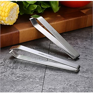 Tanmivvy 2 Pcs Fish Bone Tweezers, Fish Bone Pliers, Stainless Steel Flat and Slant Tweezers, Kitchen Meat Hair Remover Tool, Suitable for Salmon and Sea Bass Deboning