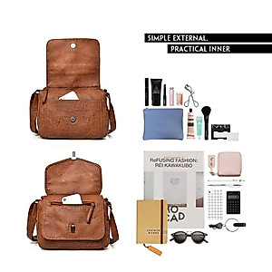 Alovhad Women Crossbody Bag Purse Muti Zip Pocket Leather Fashion Shoulder Bags (Brown)