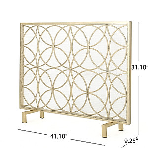 Christopher Knight Home Valeno Single Panel Iron Fireplace Screen, Gold
