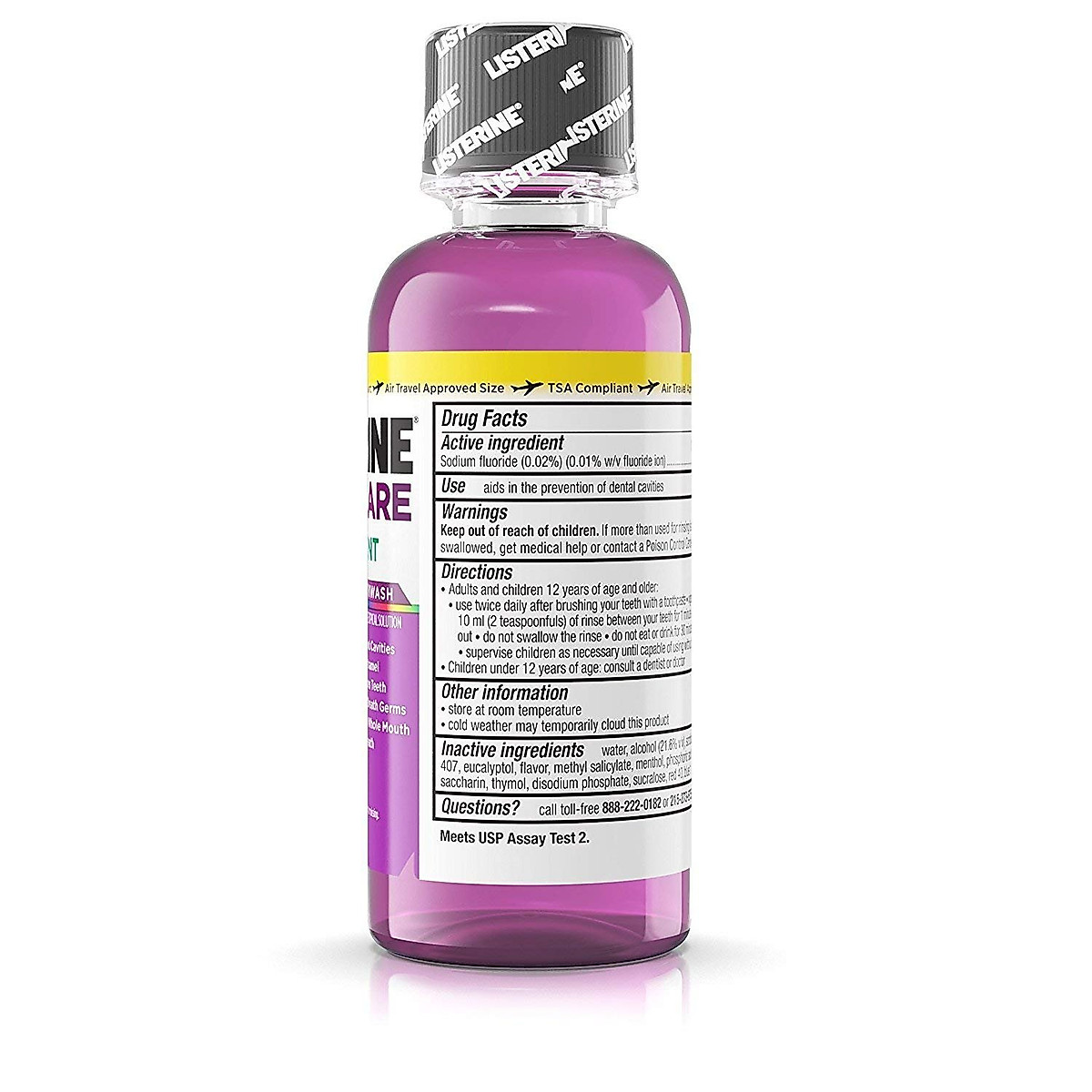 Listerine Total Care Fresh Mint Antiseptic Mouthwash, Travel Size 3.2 Ounces (95ml) - Pack of 2