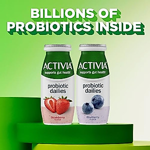 Activia Probiotic Dailies Strawberry and Blueberry Lowfat Yogurt Drinks, Delicious Daily Probiotic Yogurt Drinks to Help Support Gut Health, 8 Ct, 3.1 FL OZ