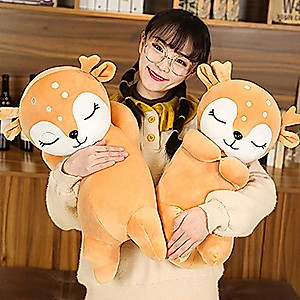 WUZHOU Cute Deer Plush Toys, Soft Reindeer Pillow Toys, Elk Deer Figurine Dolls, Stuffed Animals Plushie Decor, Christmas Birthday Gifts for Kids Girls Boys (Standing,11.8in)