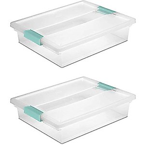 STERILITE 19638606 Large Clip Box, Clear with Blue Aquarium Latches 2 pieces (Large)