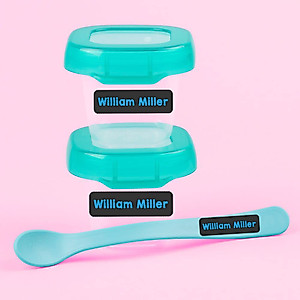 Custom Waterproof Dishwasher Safe Kid Name Labels for Daycare(128 Pack), Camp, School Supply, Baby Bottles, Lunch Boxes and Cups, Travel. Cute Personalized Design Name Stickers (Pattern 18)