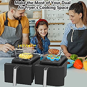 YINGRACE Air Fryer Accessories,Set of 8PCS Dual Basket Air Fryer Accessories Compatible with Ninja DZ201, DZ401, DZ550, Instant Vortex, Chefman, Bella, PowerXL Dual Zone Air Fryers