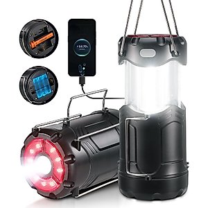 2 Pack Collapsible LED Camping Lantern, Consciot USB C Rechargeable and Battery Powered 2-in-1 Emergency Light with Flashlight and Magnetic Base, Power Outages Hurricane Supplies Survival Kits,Black