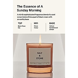 SALT & STONE Black Rose & Vetiver Scented Candle | Hand-Poured, Aromatic & Fragrant | Made with Natural Coconut & Soy Blend Wax | 100% Cotton Wick | Long-Lasting 50 Hour Burn Time (8.5 oz)