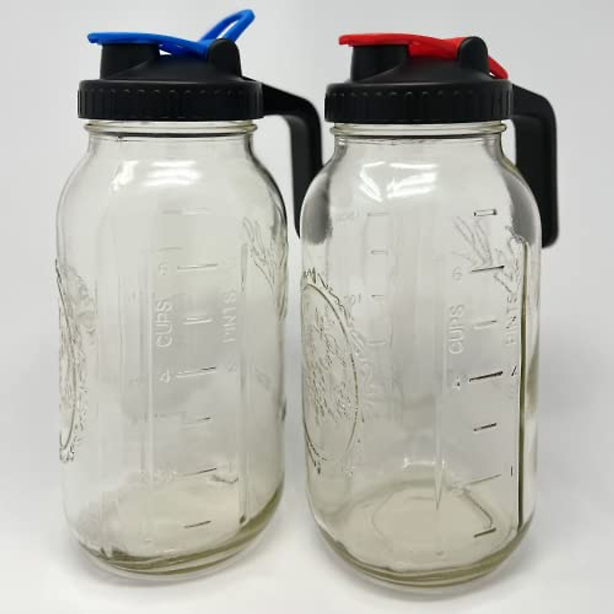 Mason Jar 64 oz Pitcher Half Gallon Pitcher with Wide Mouth Aesthetic Glass Pitcher With Lid and band Cold Brew Pitcher For Tea, Juices, Coffee, Lemonade – Pack Of 2