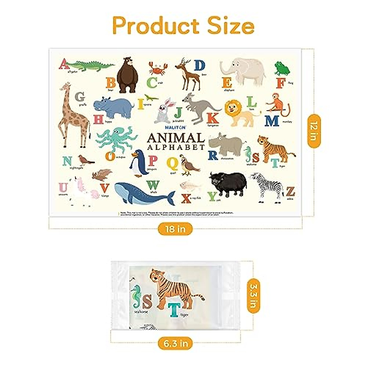 Disposable Placemats for Baby & Toddlers, Disposable Baby Placemats for Restaurants, Travel, Disposable Stick on Placemats with 4 Designs, Disposable Table Mats for Kids (Individual Package)