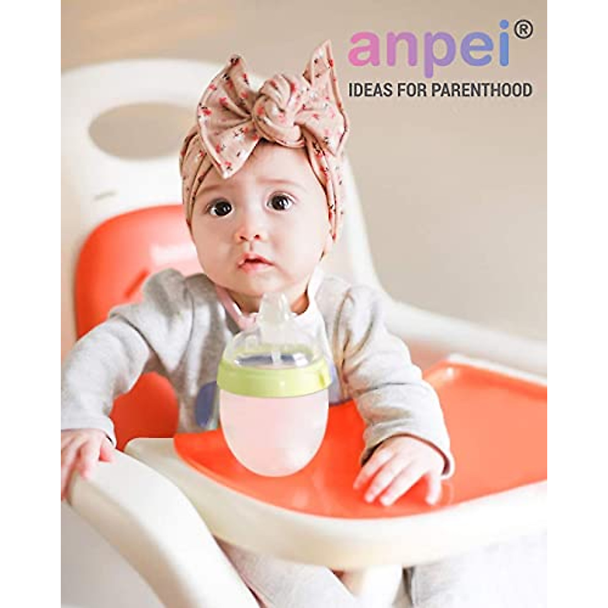 Anpei Straw and Sippy Cup Transitional Nipples Set of 2 with Nipple Storage Case Compatible with Comotomo Baby Bottles, 5 oz and 8 oz