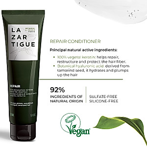 Lazartigue Repair Conditioner, Enriched with Vegetal Keratin, Helps Repair Damage Deep Down Right to Ends, Smoothes the Surface of Hair Leaves it Untangled, Stronger, Soft and Silky 5.1 Fl Oz
