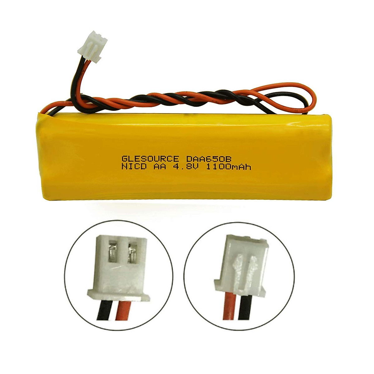 GLESOURCE 4.8V 1100mAh Emergency Lighting Battery Replaces with LITHONIA D-AA650Bx4 Unitech Dual-Lite 0120859 Ni-CD AA 650mAh 4.8V EJW-NI-CAD 800mah BYD D-AA650B-4 Exit Sign Emergency Light(2 Pack)