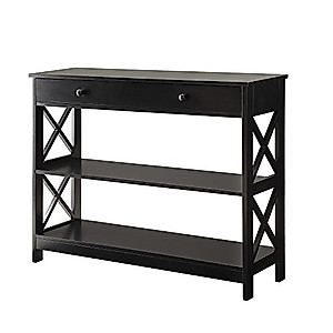 Convenience Concepts Oxford 1 Drawer Console Table with Shelves, Black