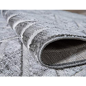 Rugs.com Lattice Trellis Collection Rug – 6' x 9' Gray Low-Pile Rug Perfect for Living Rooms, Large Dining Rooms, Open Floorplans