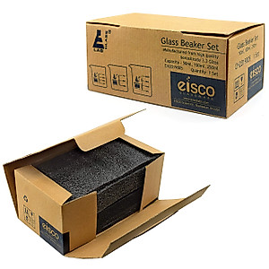 EISCO Premium 3pc Glass Beakers Set, 50mL, 100mL, 250mL - Low Form Lab Beakers - Borosilicate 3.3 Glass - Packaged in Thick, Custom-Fit Foam Insert