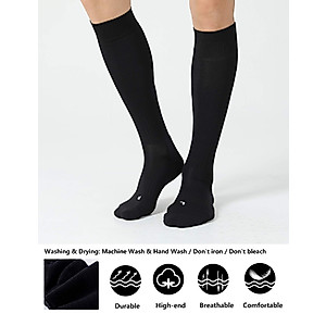 CelerSport 2 Pack Soccer Softball Baseball Socks for Youth Kids Adult Over-The-Calf Knee High Socks with Cushion, Black (2 Pack), Medium