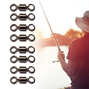 100pcs Fishing Barrel Swivels, Rolling Swivels Stainless Steel Swivels Fishing Tackles Black Nickel Ball Bearing Swivels for Freshwater Saltwater Fishing 12#