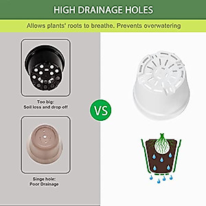 Olisx 12 Pack 4 inch Plastic Planters, Seedlings Plant Nursery Pots with Drainage Holes and Saucers for Plants Flowers Succulent and All House Plants, White