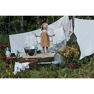 TIMOGG Toddler Baby Girl Cotton Linen Solid Dress Sling Bow Summer Skirt Casual Beach Girls Sundress with Pockets Overall Dress (Khaki, 4-5 Years)