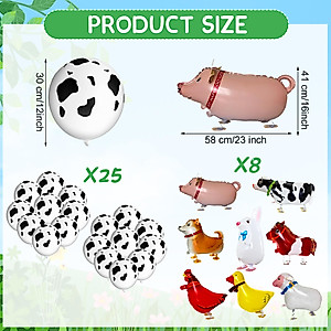 Preboun Halloween Farm Theme Trunk or Treat Decorations for Cars Red Barn Door Backdrop with 8 Pack Walk Animal Balloons 25 Pack Cow Balloons for Halloween Archway Garage Decorations