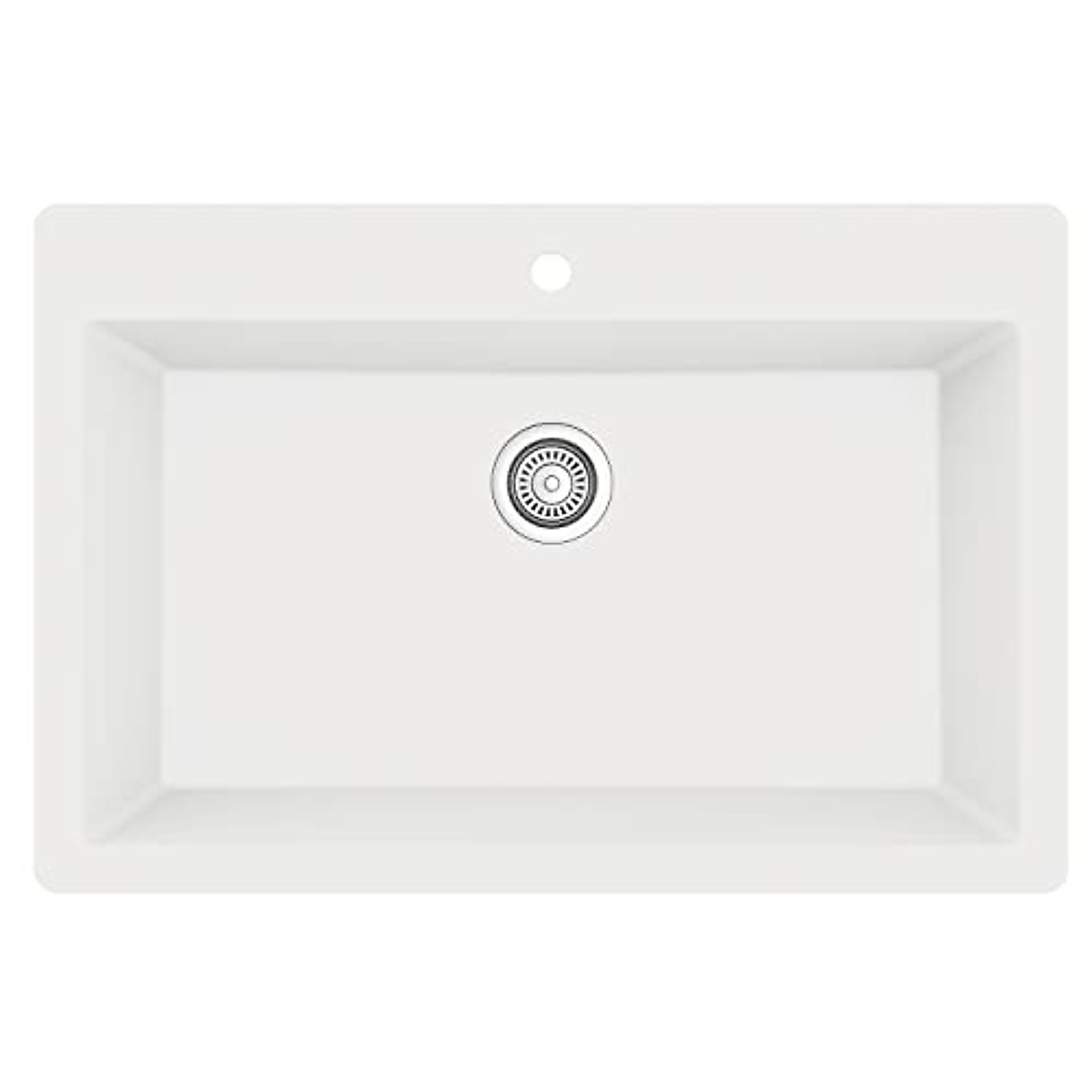 Karran QT-812 Top Mount 33 in. Large Single Bowl Quartz Kitchen Sink in White