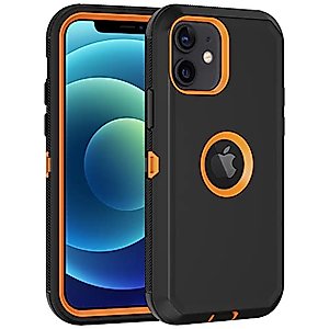 Aimoll-88 for iPhone 12 Case, iPhone 12 Pro Case, with Built in Screen Protector Heavy Duty Drop Protection Shockproof Dust Proof Protective Phone Cover for Apple iPhone 12/12 Pro (Black/Orange)