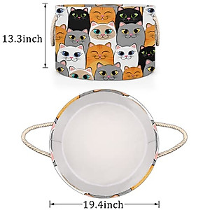 A Bunch Of Cute Cats Round Storage Basket Collapsible Laundry Baskets Cube Storage Boxes Bins For Bedroom Shelf Bathroom Toy Organizer