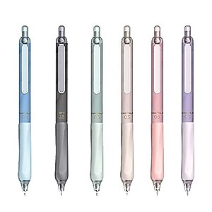 DUNBONG Retractable 0.5mm Porous Point Pen, metal clip, non-slip pen holder, Black ink gel pens, Box of 6 Pens (6)