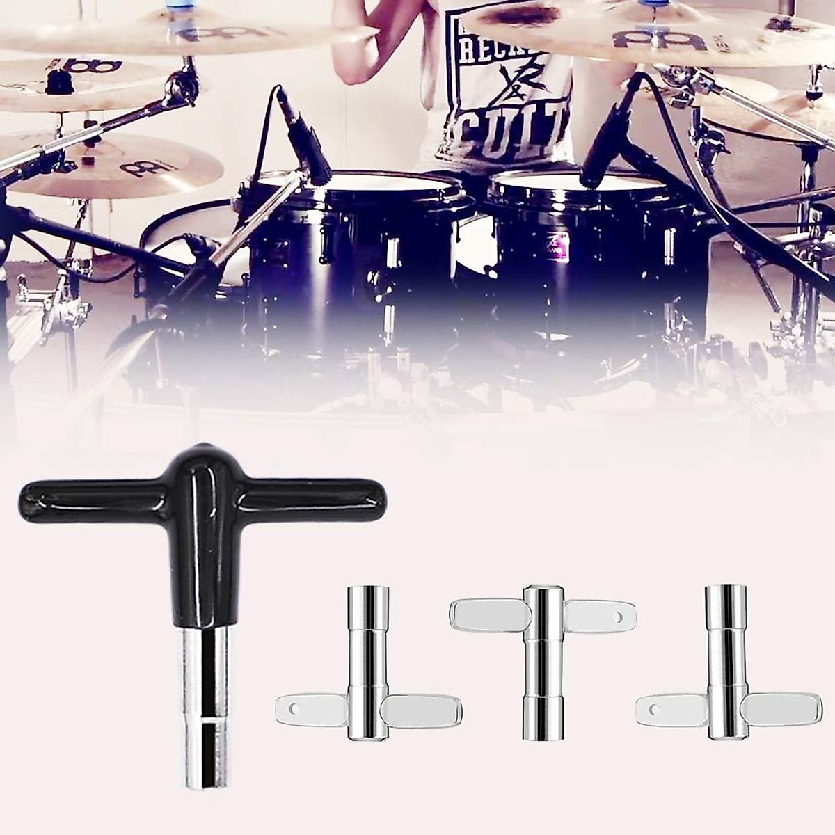 EASTROCK High Torque Drum Keys 4-pack with More Advanced Material Rubber And Plastic Handles Drum Key,Universal Drum Tuning Key Percussion Hardware Tool With Hole(Black)