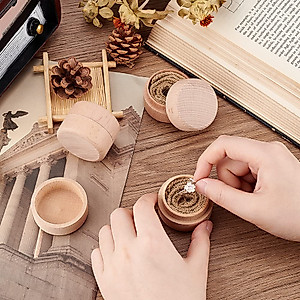FINGERINSPIRE 3 Pcs Mini Round Wooden Box 1.8x1.4 inch Small Wooden Ring Box with Linen BurlyWood Ring Jewelry Earring Trinket Box DIY Wood Storage Container Case for Proposal Wedding Ring Storage