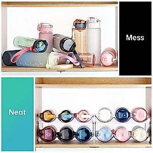 Stackable Water Bottle Organizer for Cabinet, Pantry, Freezer - Plastic Water Bottle Holder and Wine Rack Storage Organizer for Kitchen Countertops, Fridge - Holds 3 Bottles Each