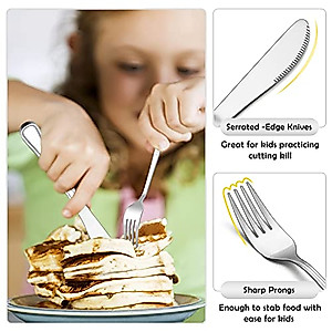 12-Piece Kids Silverware, E-far Stainless Steel Toddler Kids Utensils Safe for Preschooler/Children, Includes 4 Forks 4 Spoons 4 Knife, Slimline Adult Look & Small Size, Rust Free & Dishwasher Safe