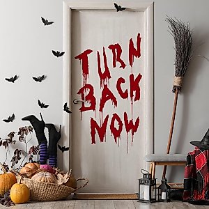 Halloween Red Letter Door Sticker Blood Stain Shape Horror Halloween Party Decoration for Door Wall Window Home Office Haunted House Indoor Outdoor Decoration